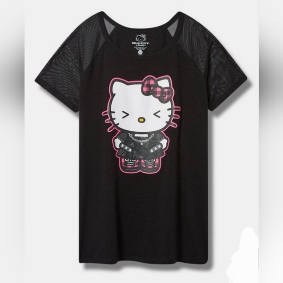 torrid | Tops | Torrid Hello Kitty Mesh Sleeve Classic Fit Cotton Tee ...